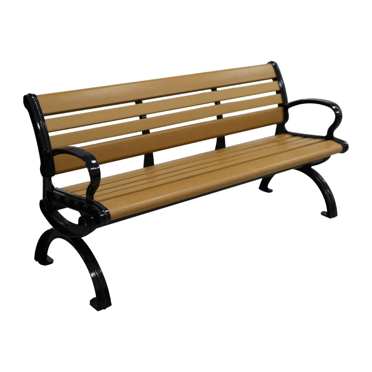 Outdoor Furniture Long Wpc Wooden Slats Bench Outside Park Wood Plastic ...