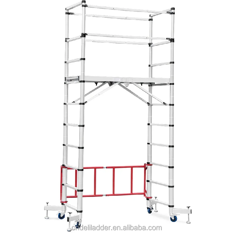 Folding Retractable Aluminum Telescopic Scaffold Ladder