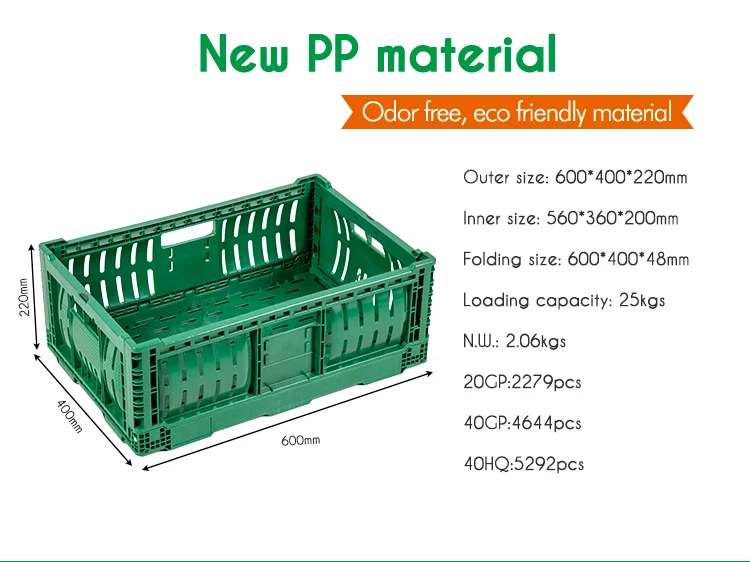 Fruit Vegetable Crates Plastic Storage Bins Collapsible Crate - Buy ...