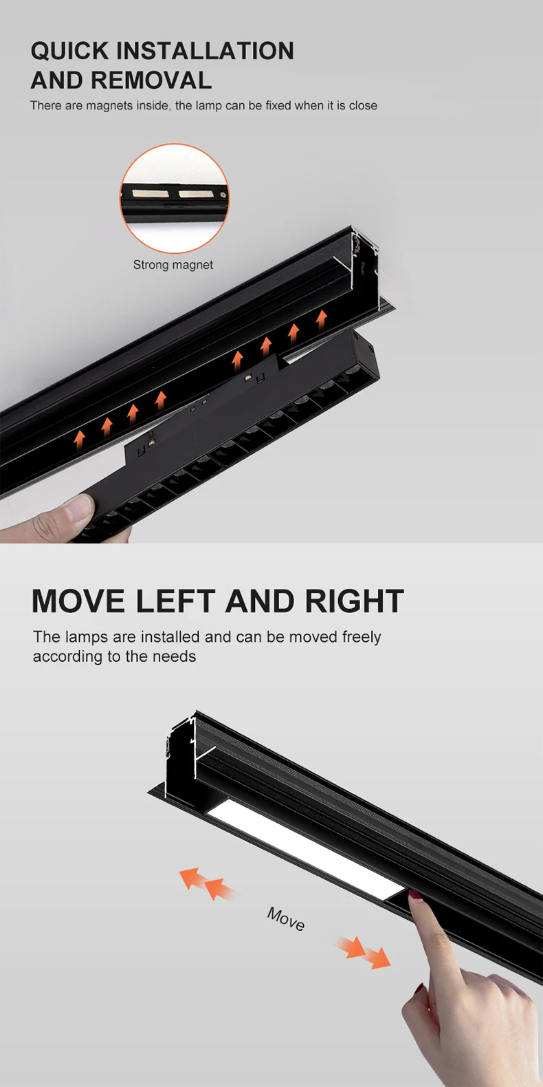 Magnetic Track Lighting System Recessed Dc40v Dimmable Led Track Lights ...