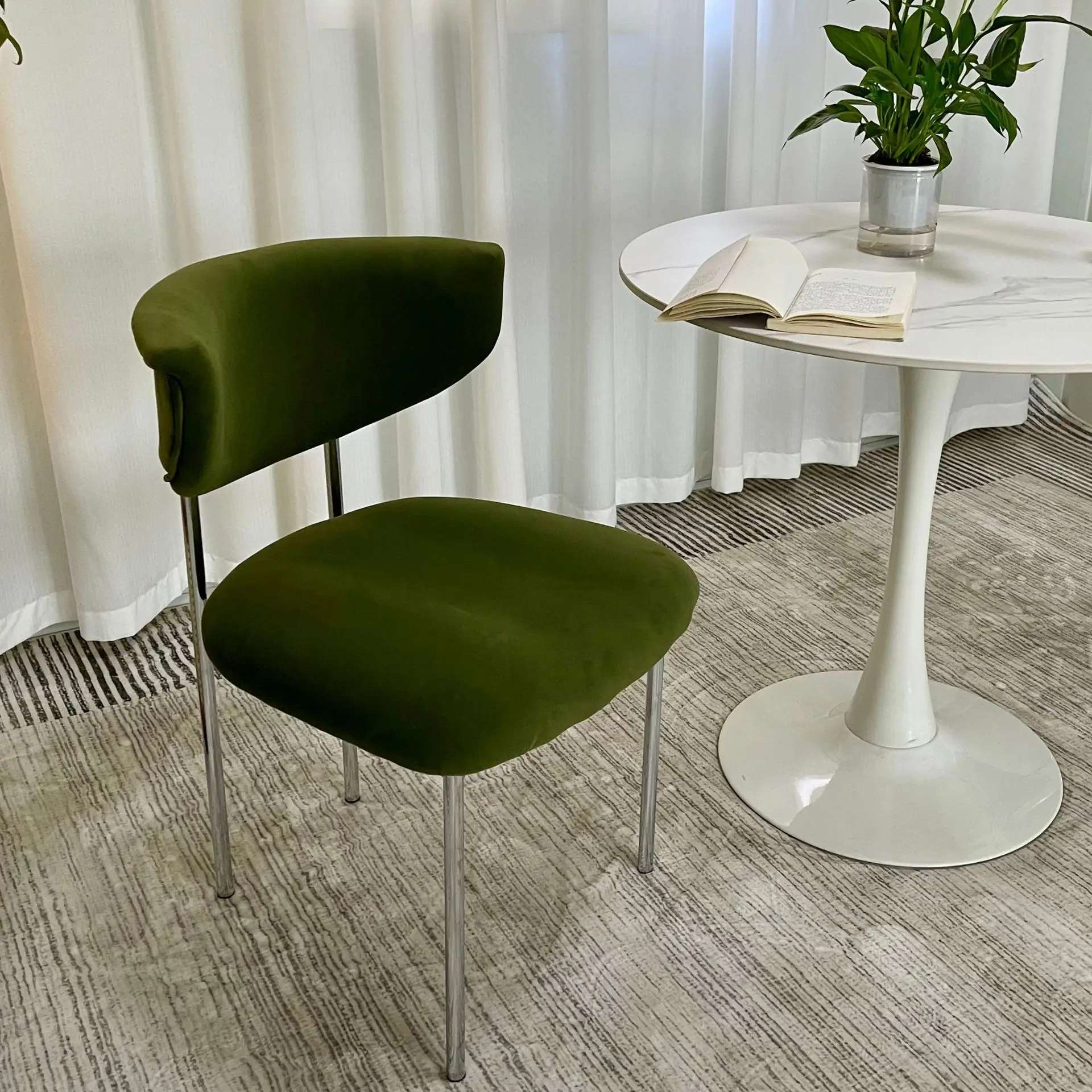 Modern Chair Wrap-around Design Fabric Upholstered Dining Chair Kitchen ...