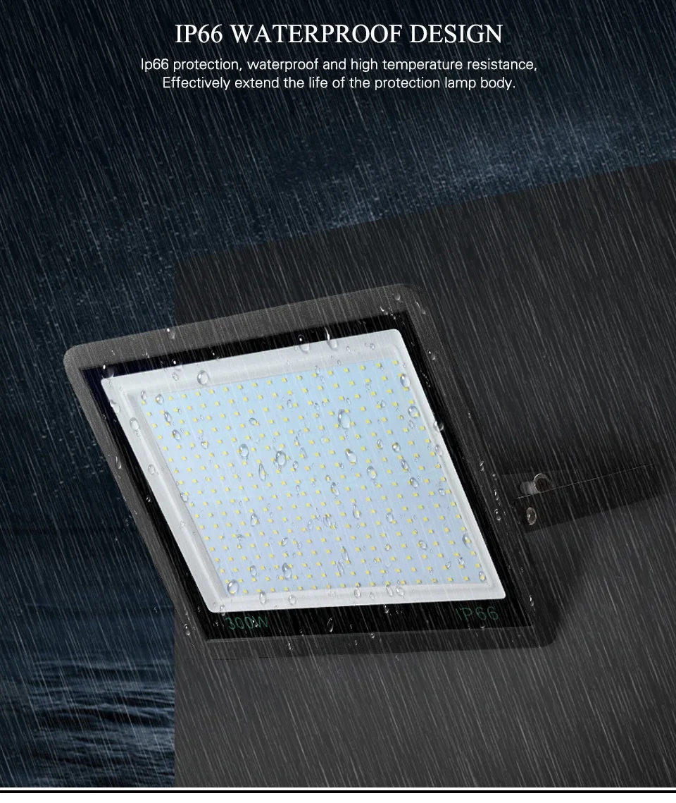 300w Led Floodlight 220v Outdoor Spotlight Tempered Glass Flood Lights ...