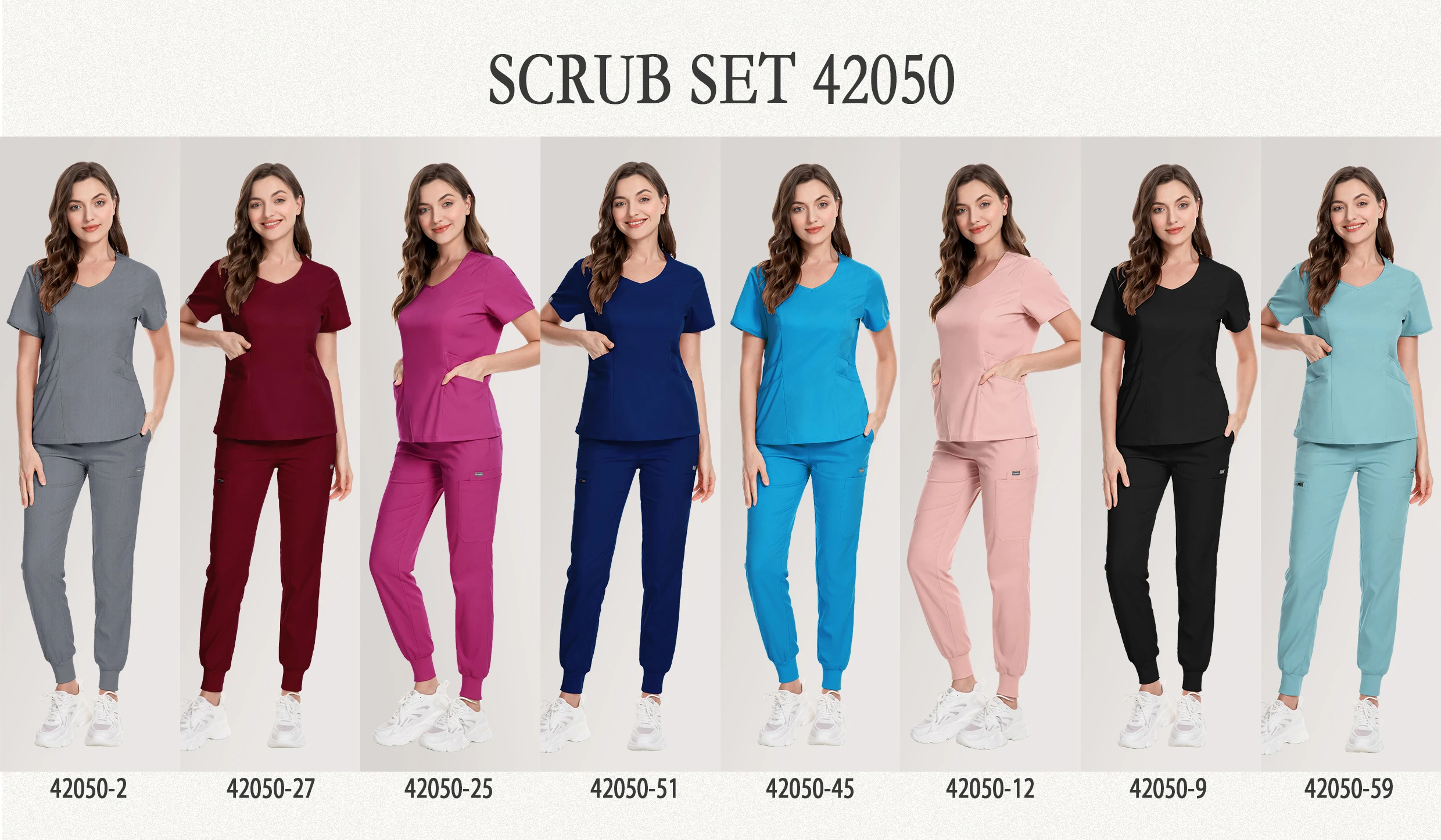 Hospital Soft Fabric Nurse Uniform Set Wholesale Custom Logo V Neck Scrub Uniforms Anti-wrinkle ...