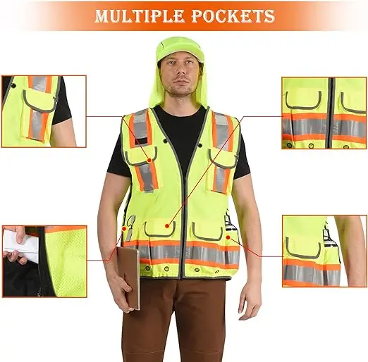 Heavy-duty Woven Dual Color Engineering Vest With Padded Neck ...