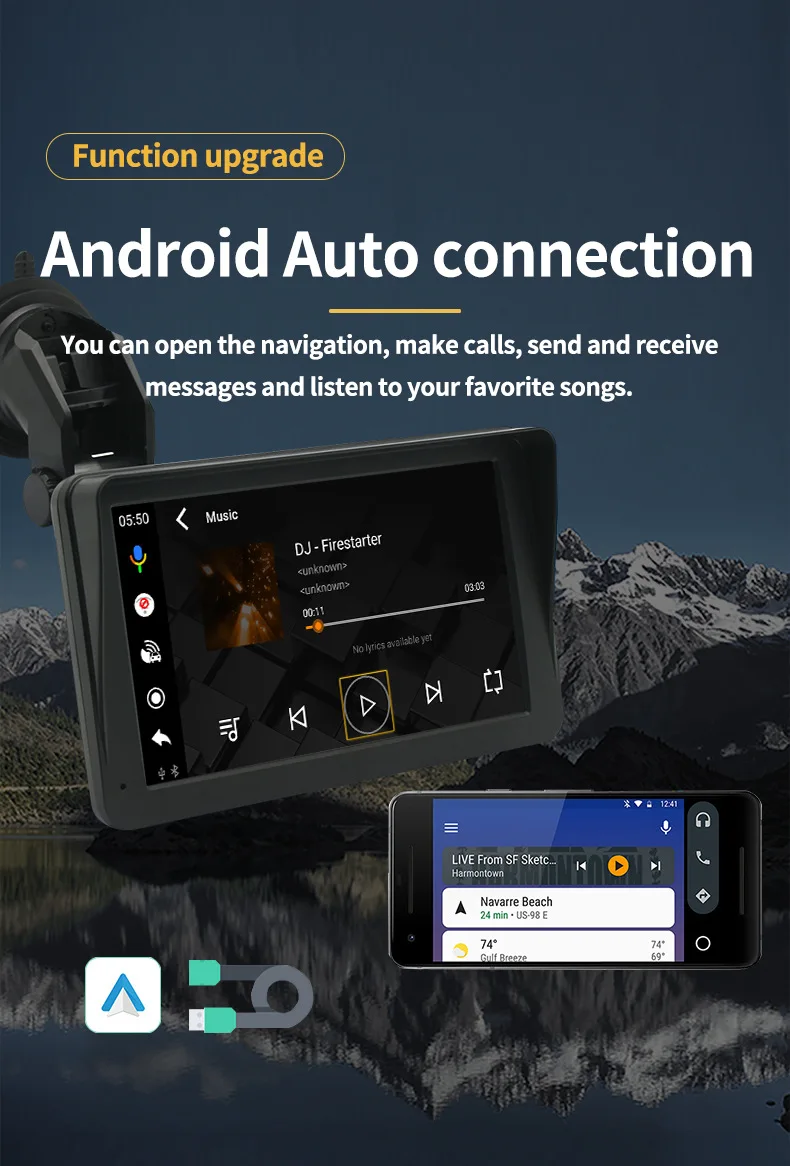 7" Wireless Carplay Android Auto Full Touch Screen Car Audio MP5 Player Car Tv Video Monitor ...