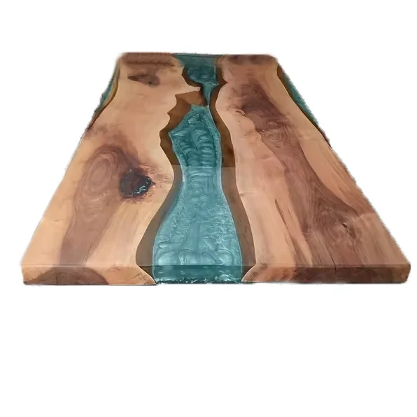 Modern walnut solid epoxy resin table dining table top restaurant ...