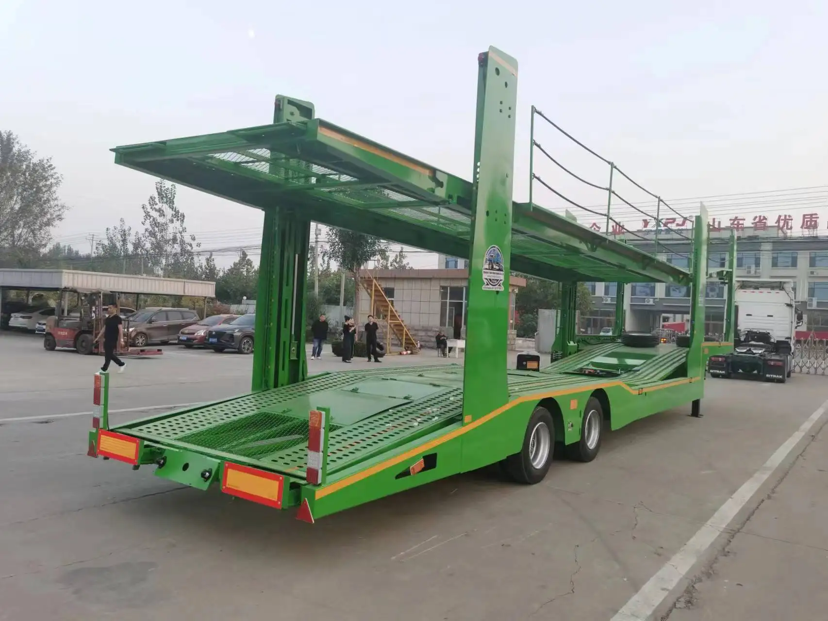 6 Cars Double-deck Car Carrier Truck Trailer Made Of Steel Flatbed Semi ...