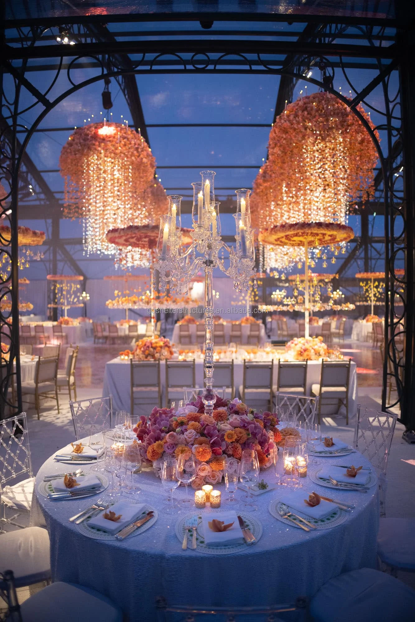 Customizable Glass See through Walls PVD Roof Black Frame