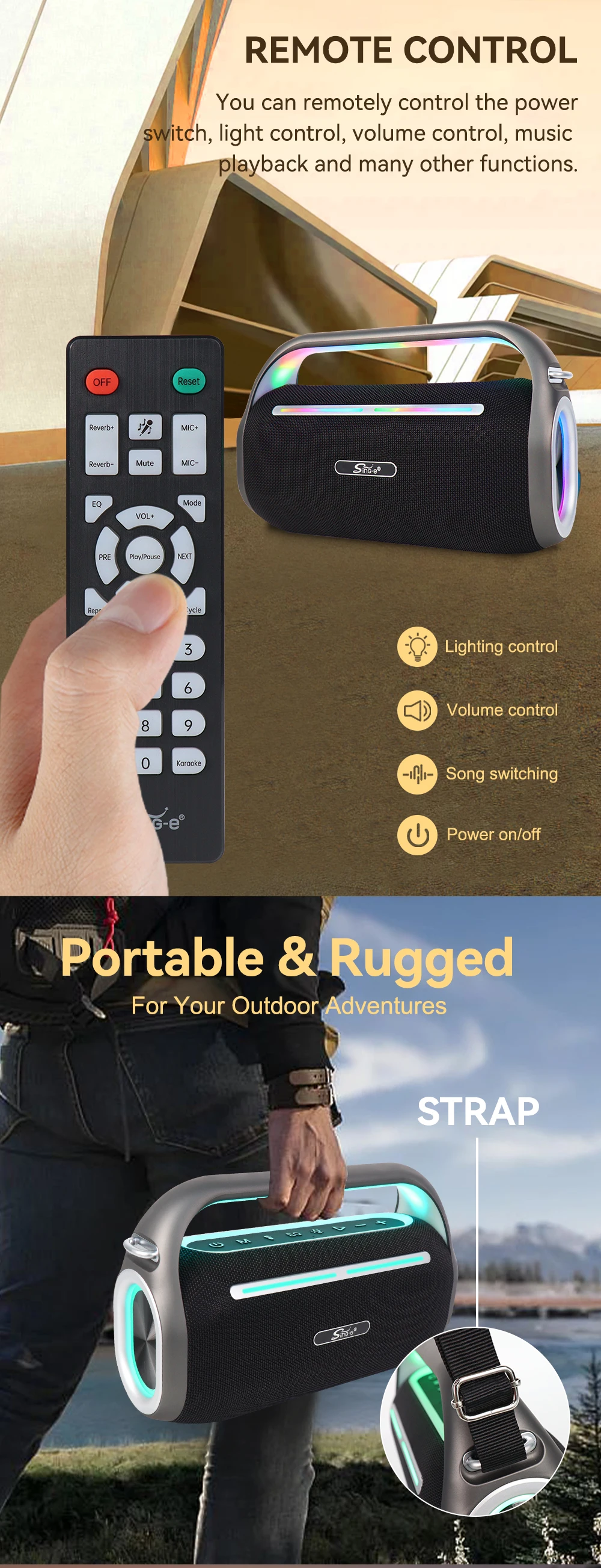 SING-E ZQS-V63 Bluetooth Speaker - Portable & High Sound Quality