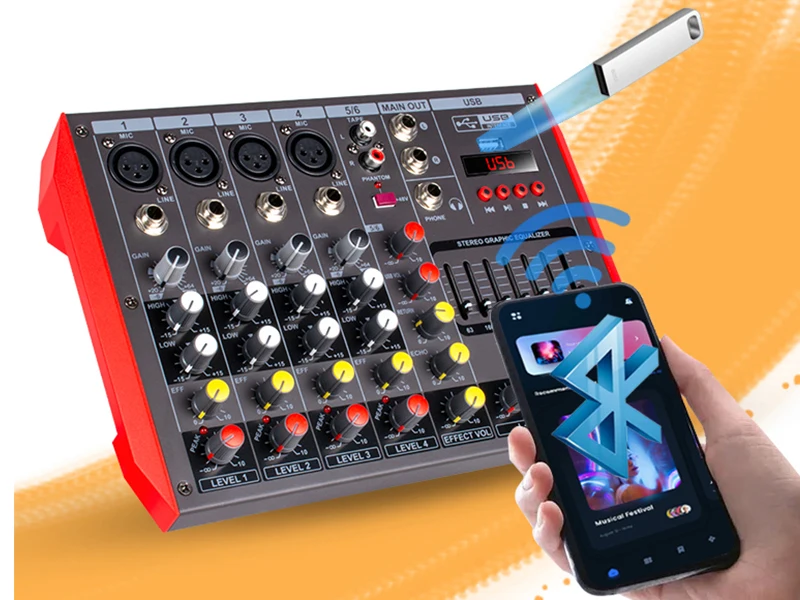 Md-8 Professional 8 Channel Audio Interface Dj Mixer Xlr & 1/4 Input ...