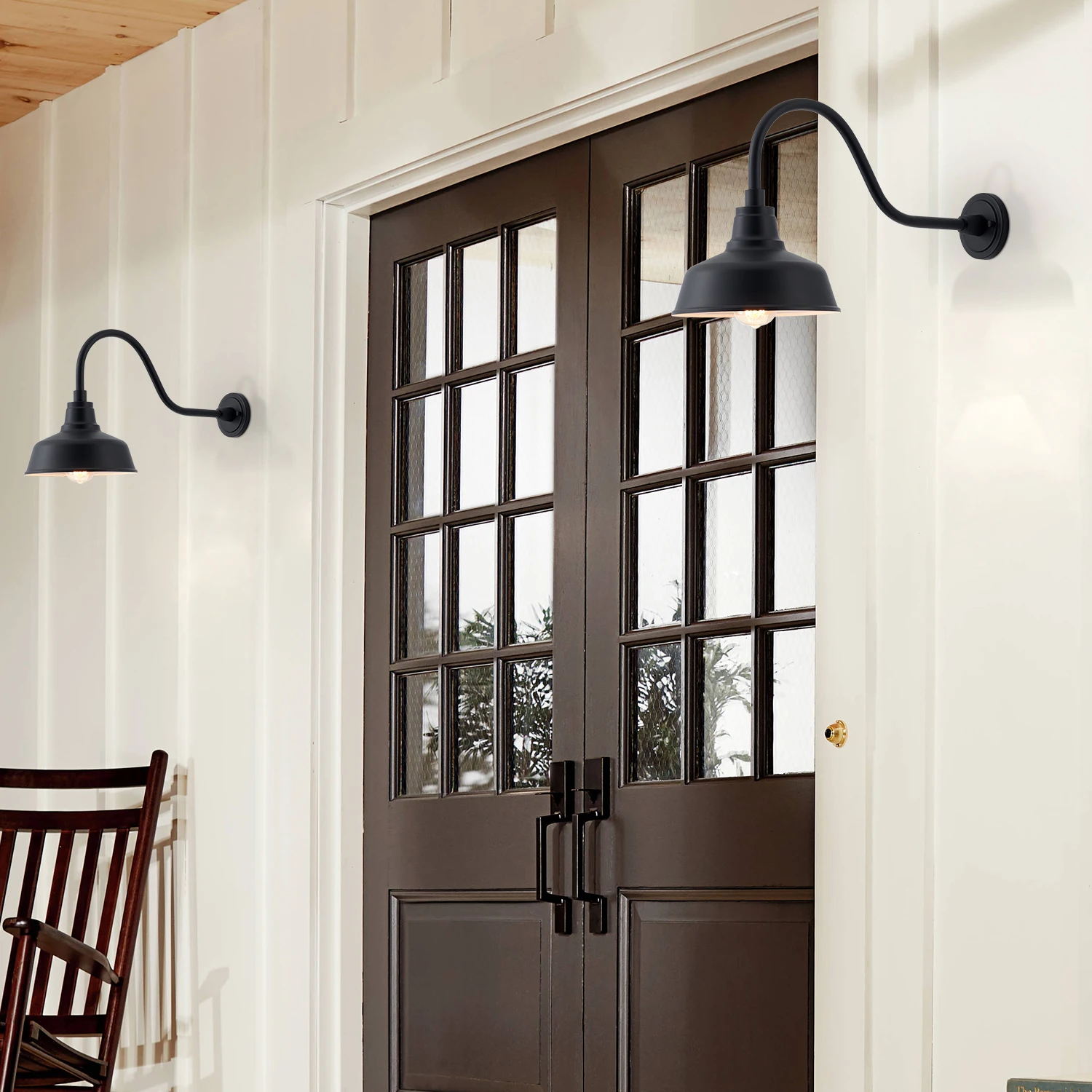 10in Satin Black Outdoor Angle Shade Gooseneck Sign Light Fixture Long ...