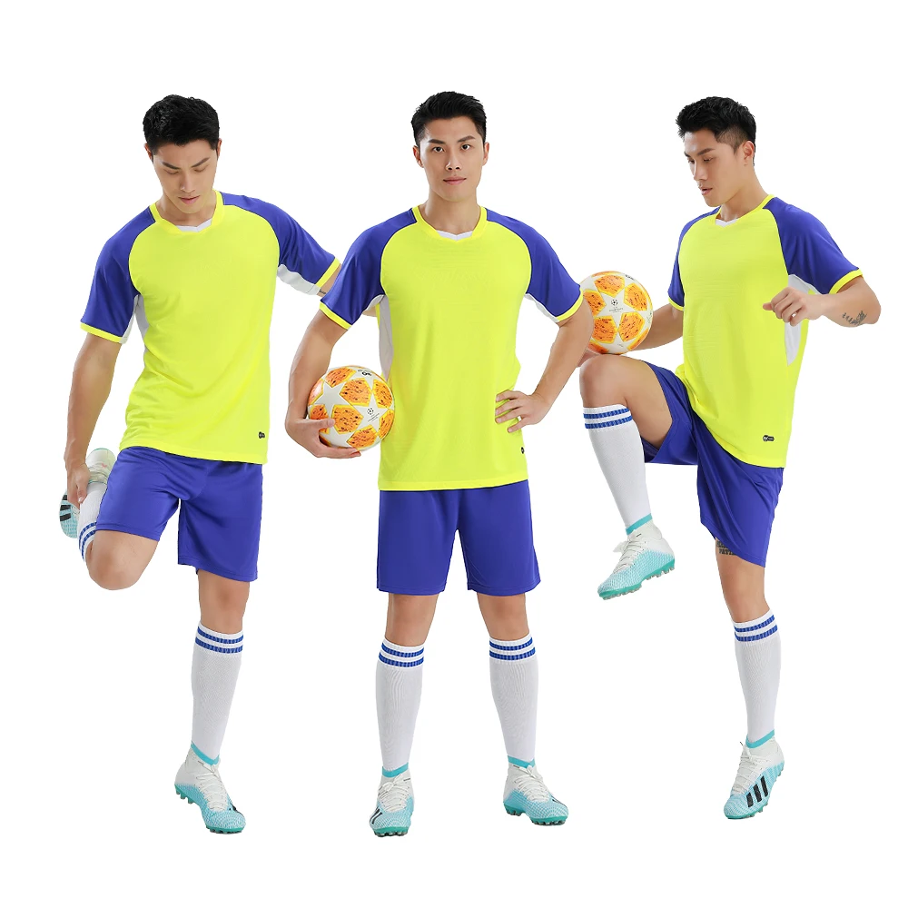 Custom Mesh Polyester Soccer Training Kits Sets Blue Soccer Uniforms ...