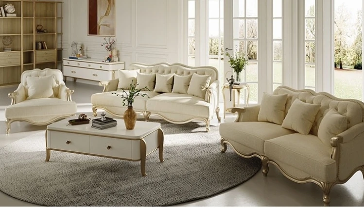 Modern European Style Sofa - Solid Wood Couch for Living Room