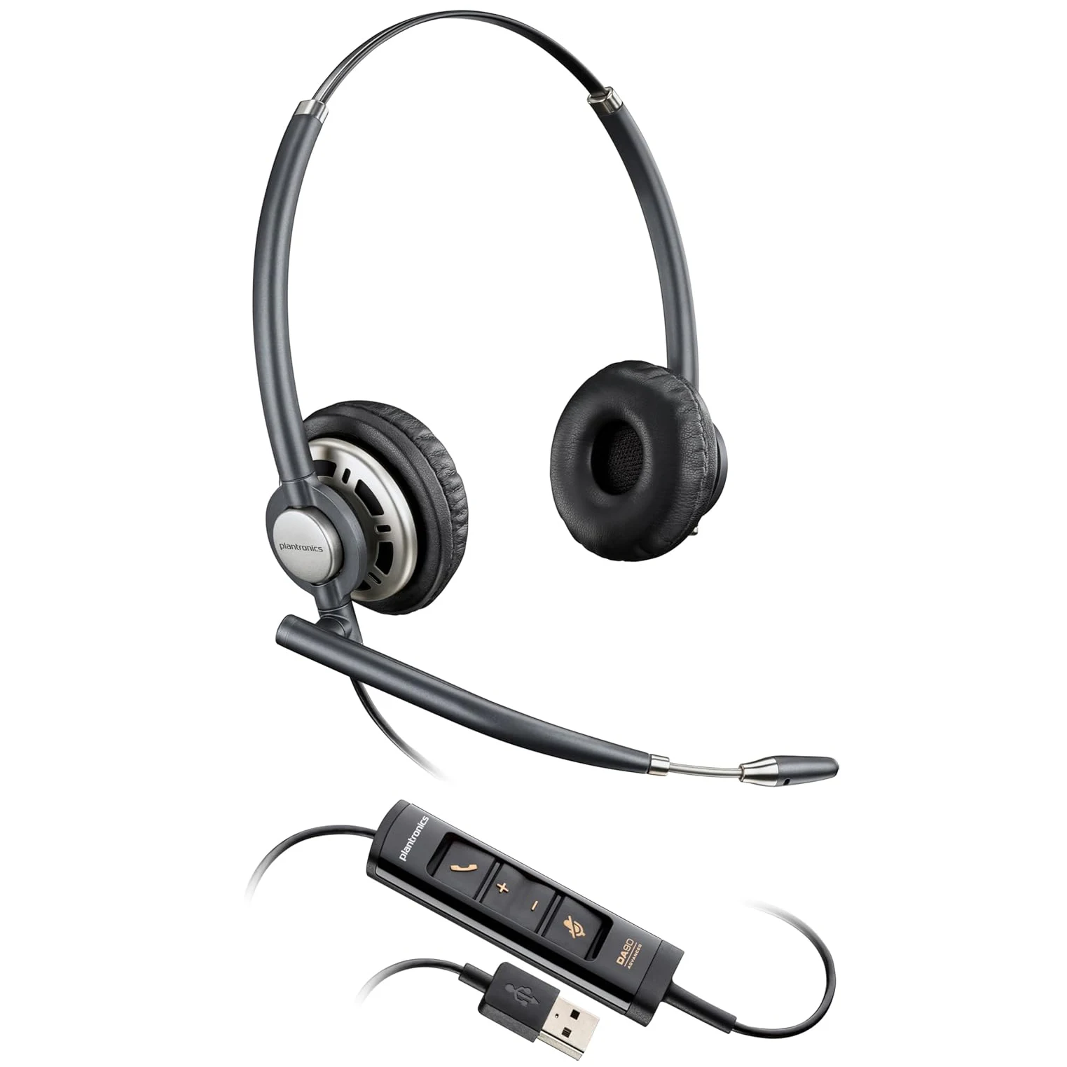 Poly Plantronics EncorePro HW725 USB-A Stereo Headset with DA90 Wired ...