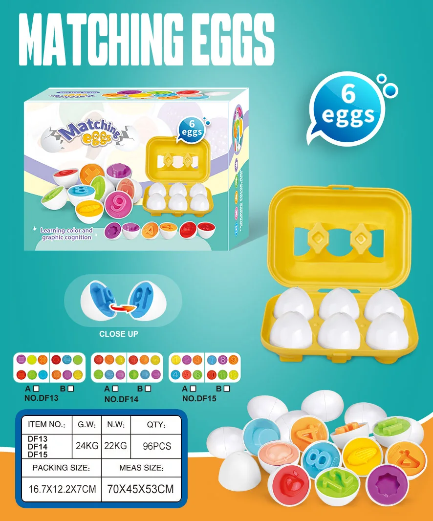 Matching Eggs 12 Pcs Set Color Shape Number Matching Egg Set Early ...