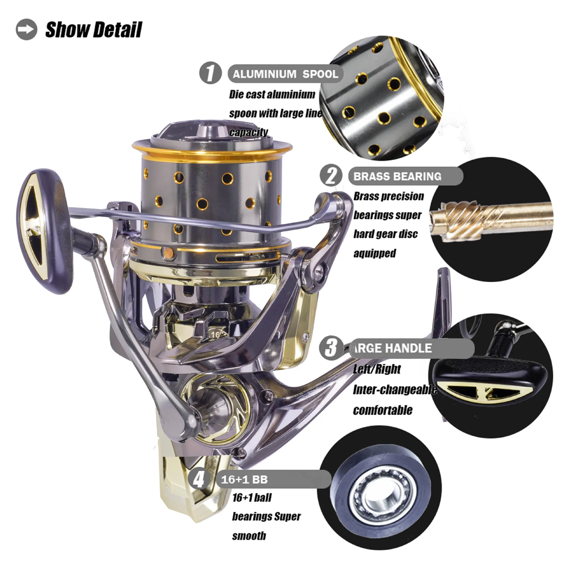 Full Metal 12000 Spinning Reels Carp 16+1bb Carretel Peche De La Carpe ...