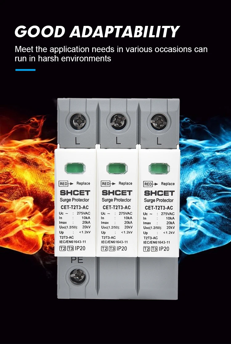 Cet-t2t3-ac Lightning Protection System Surge Protection Device 4p Spd ...
