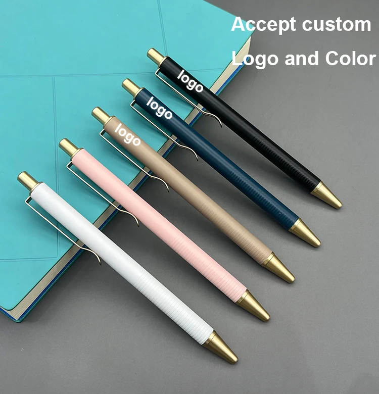 Promotional Custom Metal Click Slim Pens with Rose Gold