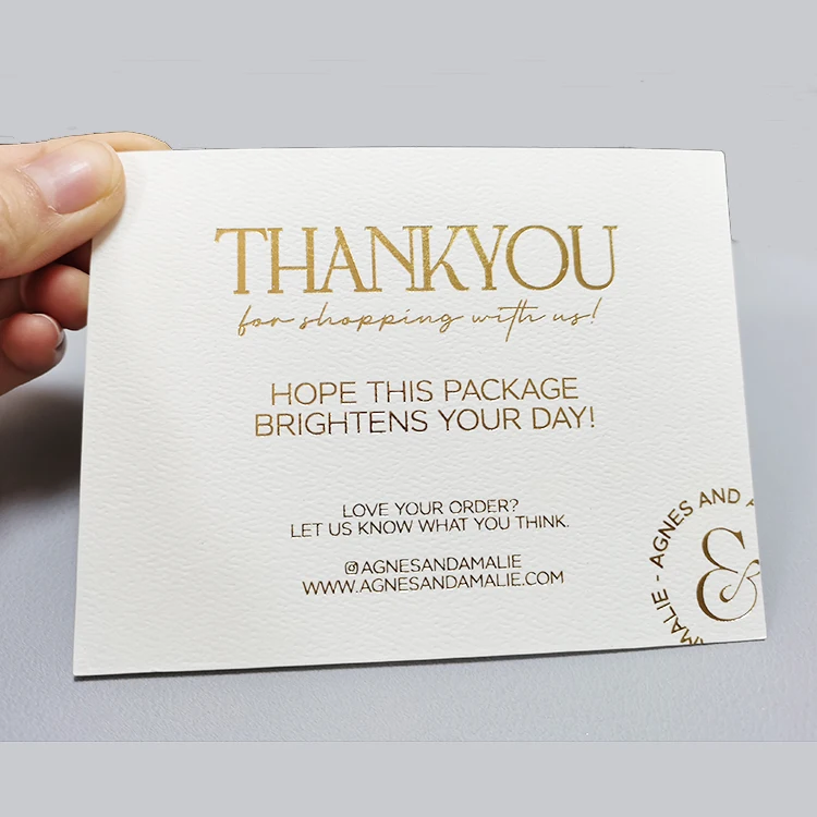 Custom Luxury 600g Texture Paper Thank You Card Gold Foil Gift Greeting ...