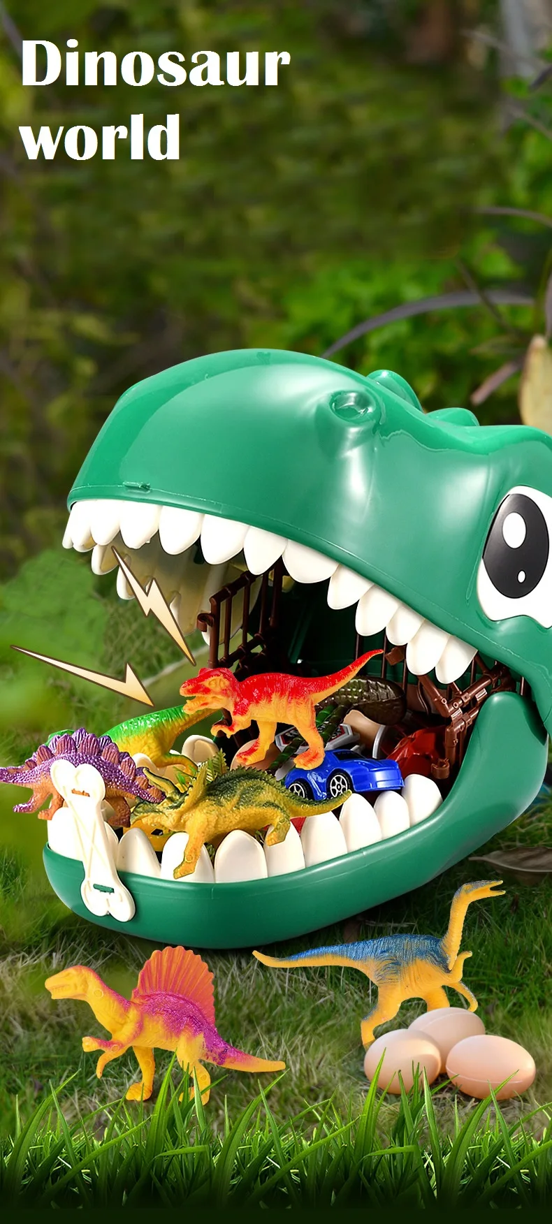 Huiye Dinosaur Toys Figure Play Set With Activity Playmat Realistic Dinosaur Figures With Head ...