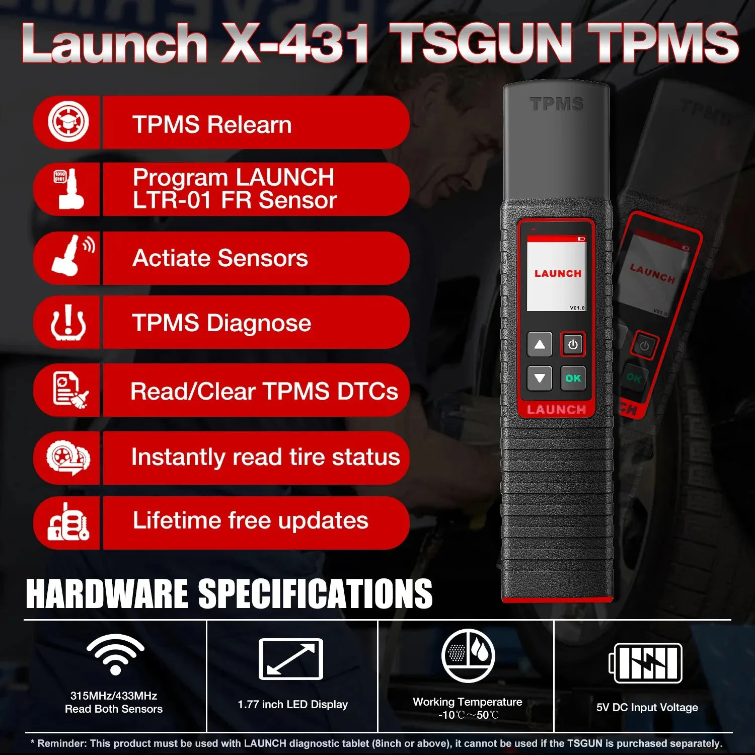 X431 TSGUN TPMS 433 315MHZ 2 In1 RF-Sensor Handheld X-431 TSGUN Car Tire Pressure Detector ...