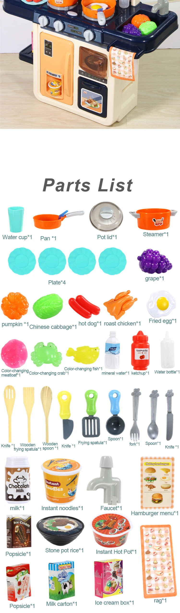 Children Play House Kitchenware Toys Simulation Cooking Pretend Play ...