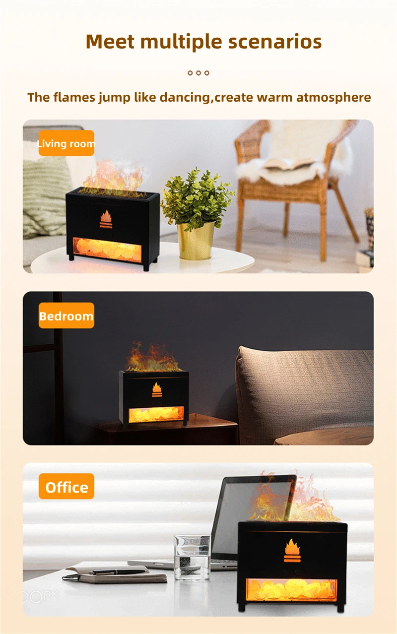 Simulation Closet 3d Flame Aromatherapy Salt Stone Air Humidifier Usb ...