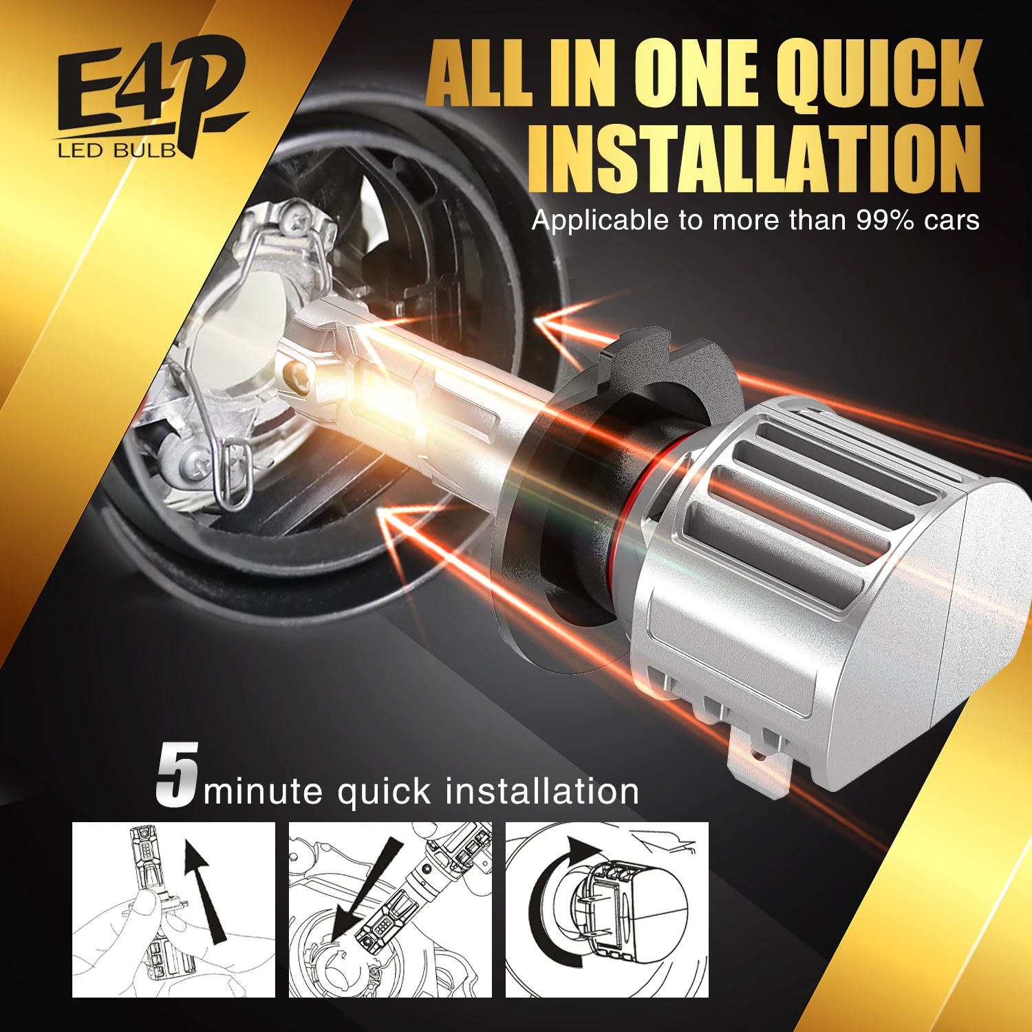 Factory Supply Fanless 9012 Led Headlight Bulb With Ce Rohs Small Size ...