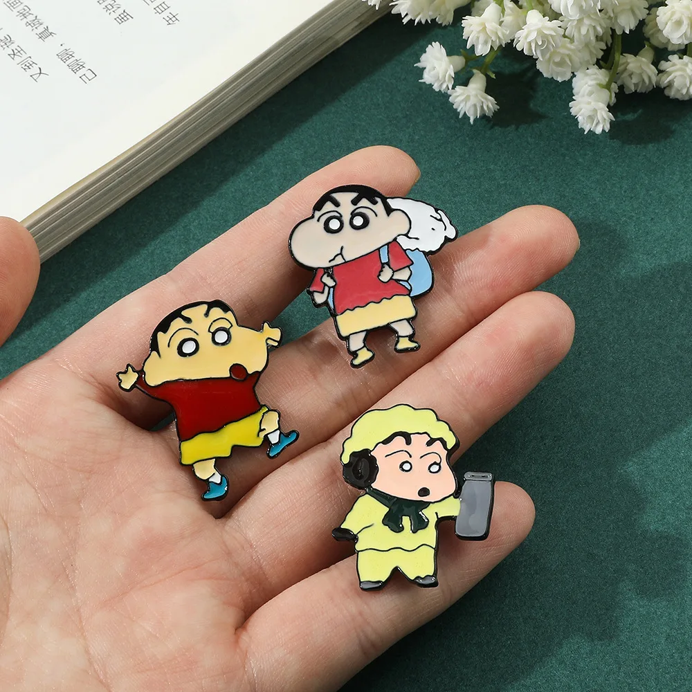 Funny Cartoon Crayon Shin-chan Anime Pins Nohara Shiro Multiple Enamel ...