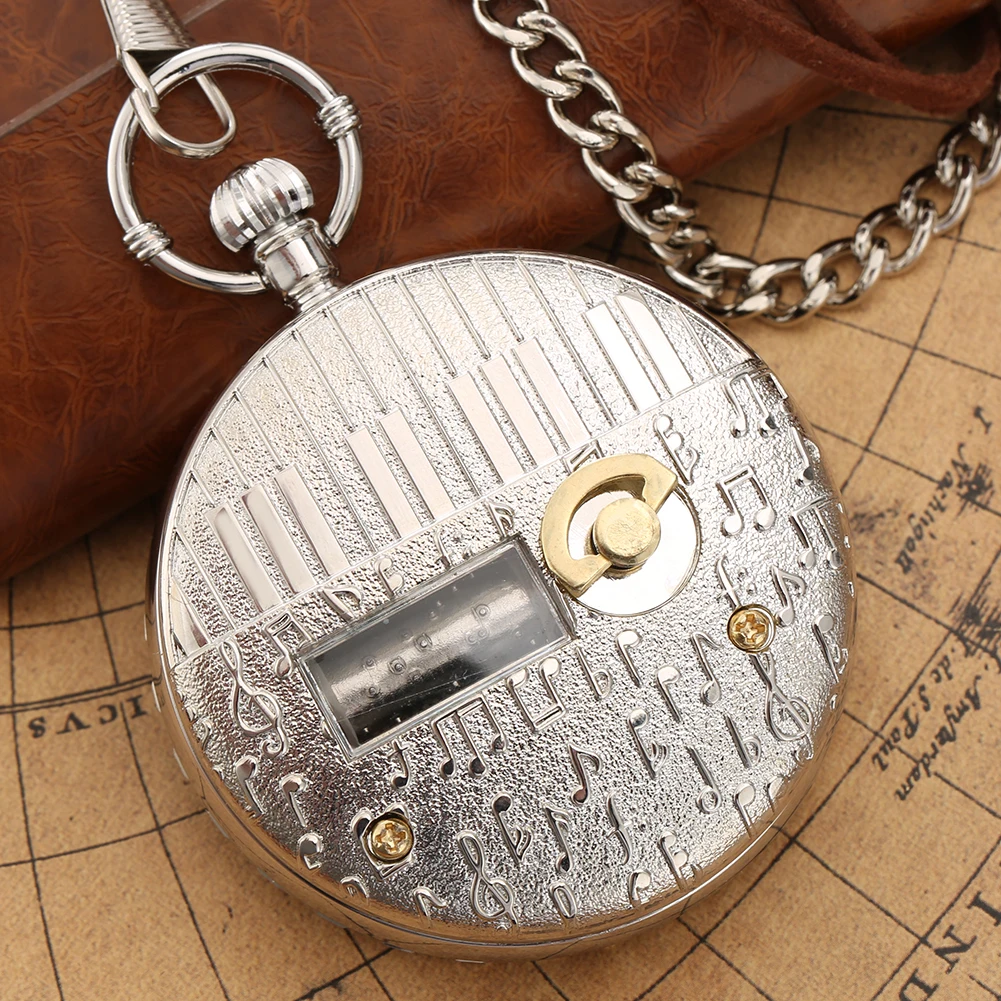 Transparent Glass Musical Pocket Watch - Swan Lake Melody