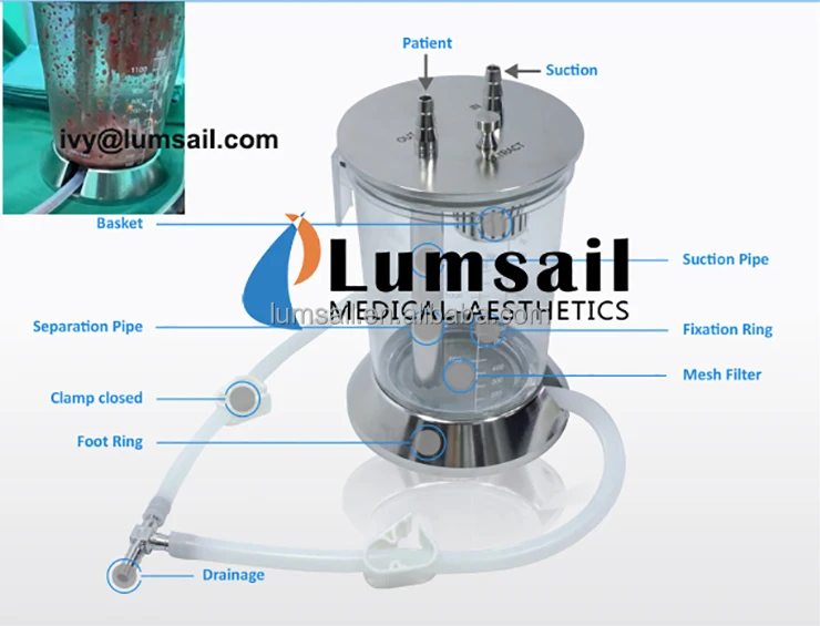 Autoclavable Fat Collection CanisterJar Fat Transplantation Filter ...