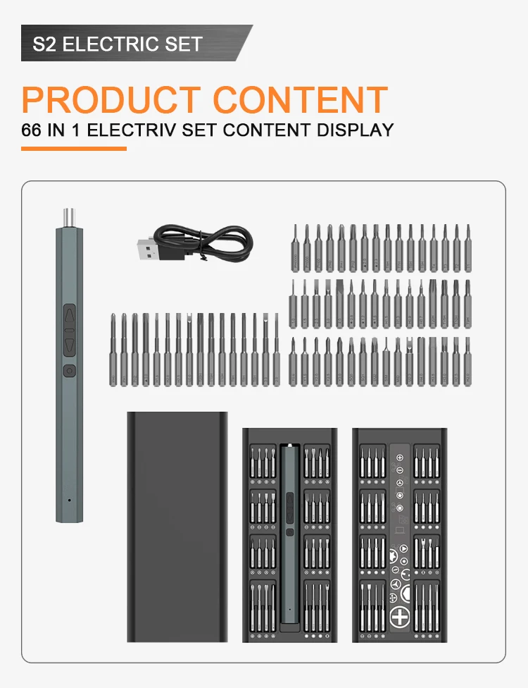 66 in 1 Precision Micro Household Rechargeable Electric Screwdriver Set ...