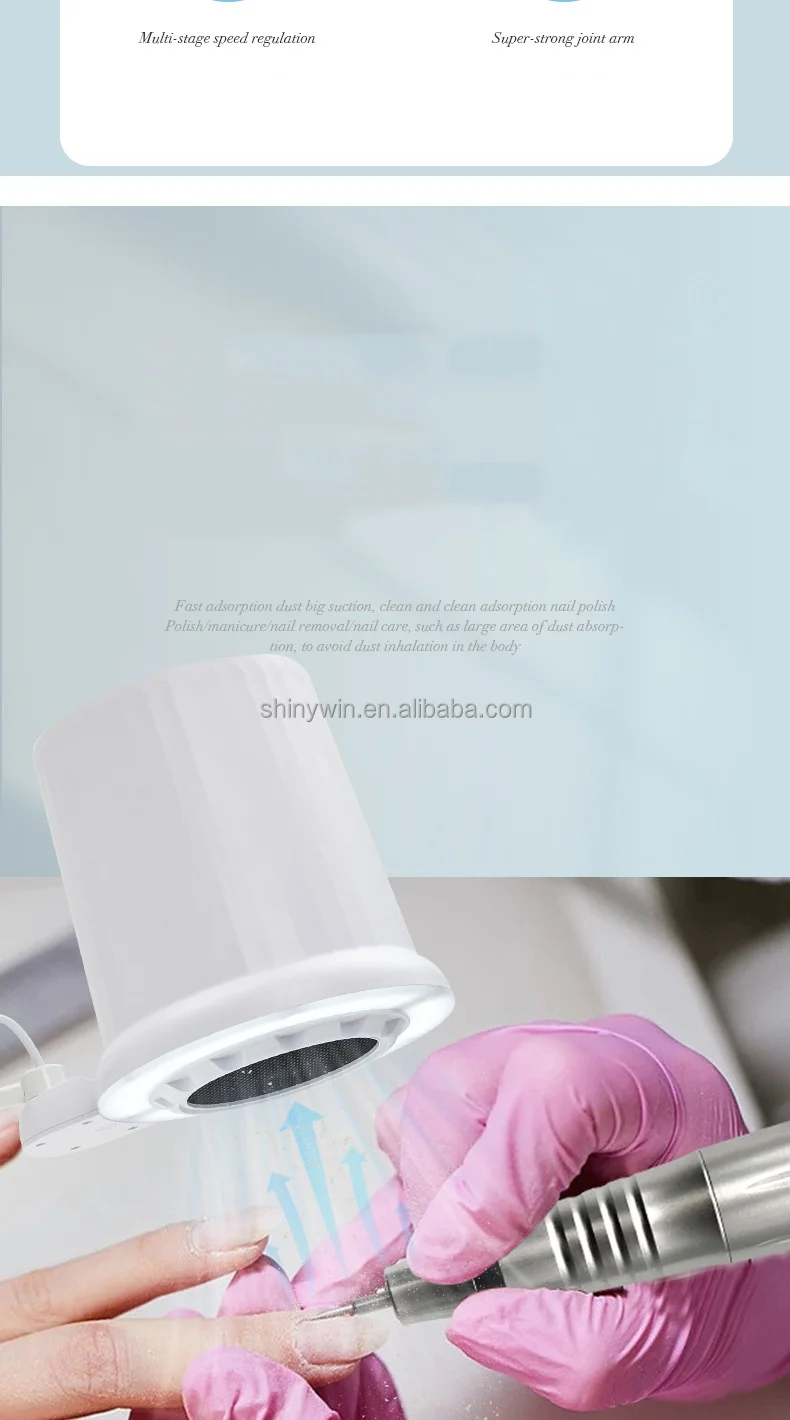 High-suction Nail Dust Collector With Three Color Led Lights Lamp ...