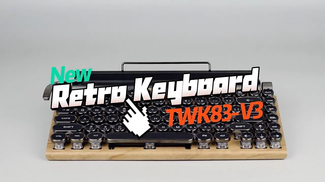 Tkw83 Wood Grain Wireless Bt5.0 Typing Backlit Keyboard Type Writer ...