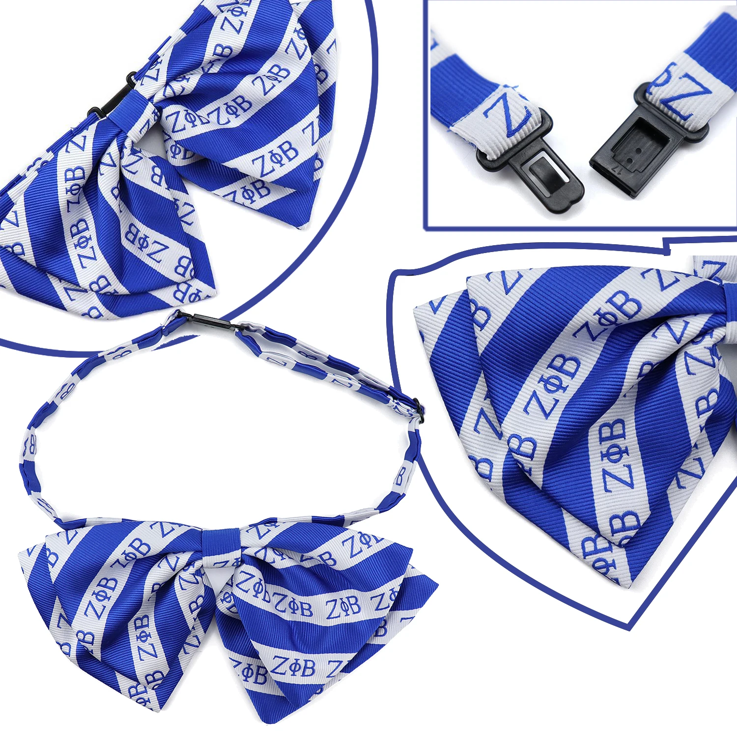 Phi Beta Sigma Blue White Stripe Bowtie - Custom Sorority Tie