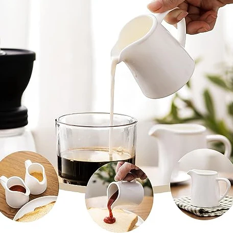 White Porcelain Creamer Small Ceramic Creamer Pitcher Serving With ...