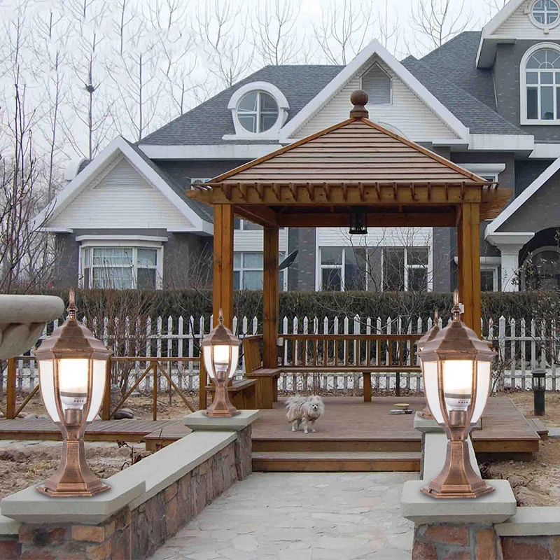 Exterior Pier Mount Lamp Outdoor Garden House Fancy Main Gate Pillar ...