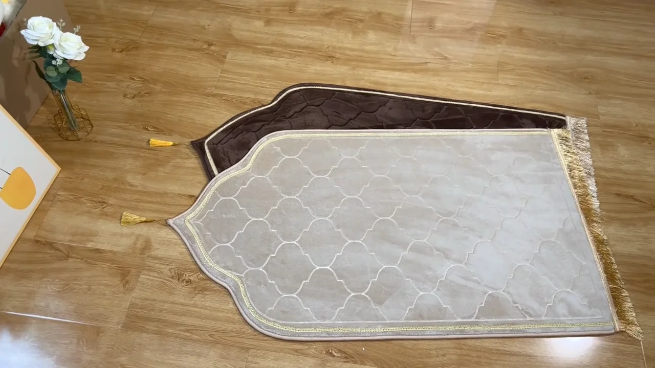 Muslim Islamic Ramadan Soft Velvet Embossed Foam Non Slip Thick Sejadah ...