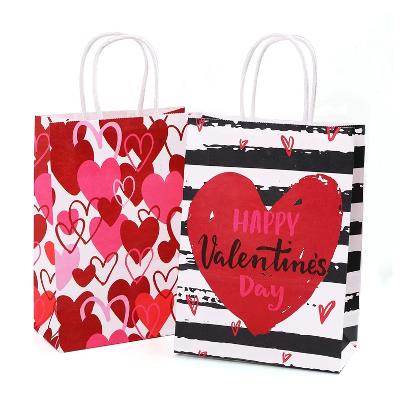 KM Mixed Style Love Heart Gift Bags - Eco-Friendly & Customizable