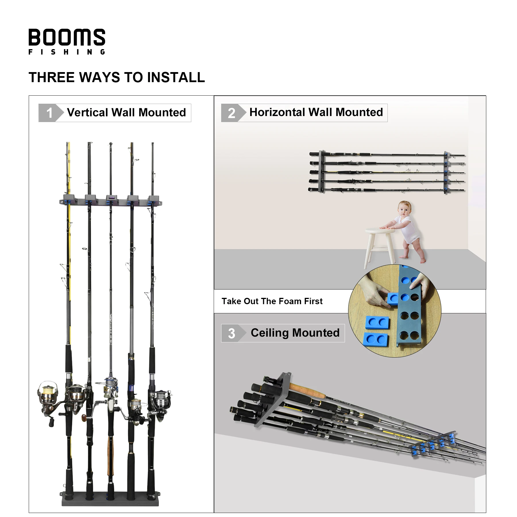 Booms Fishing Multifunctional Wv4 Wall Mounted Storage Display Pole ...