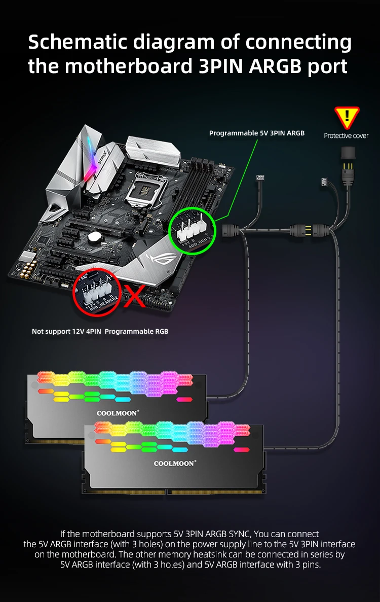 COOLMOON 5V ARGB RAM Cooler - Efficient Heat Dissipation