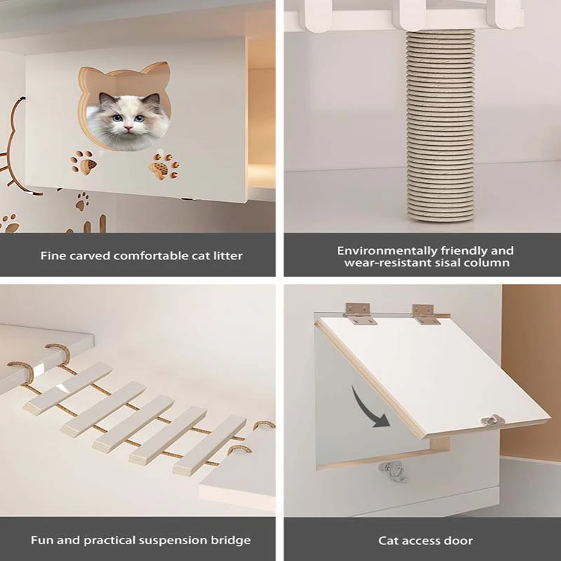 Custom Indoor Luxury Wooden Cat Furniture Breeding Luxury Cat House ...