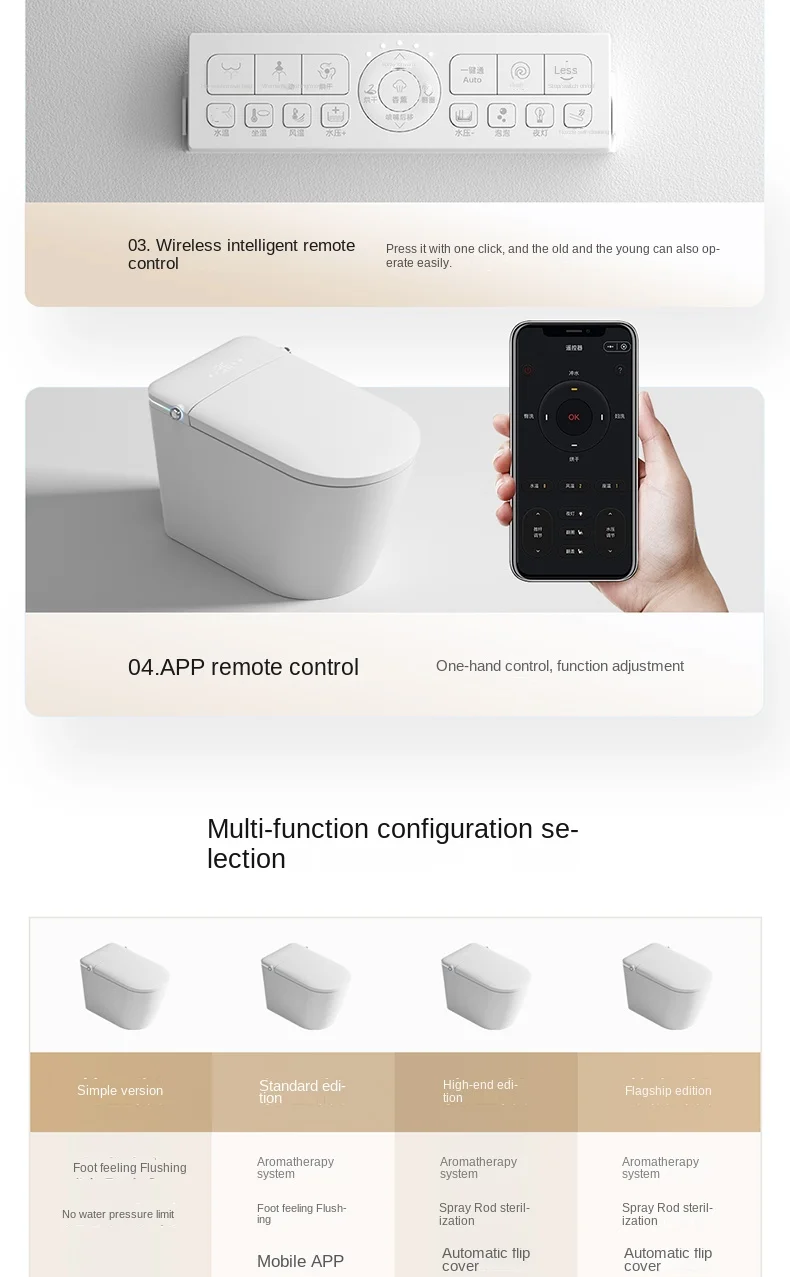 New Design Automatic One Piece Elongated Smart Intelligent Toilet ...
