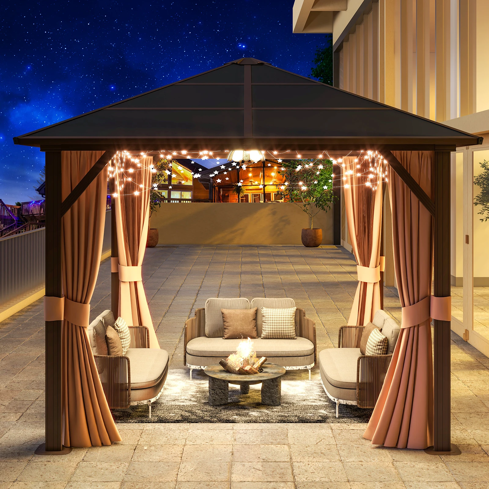 Aluminium Garden Gazebos With Polycarbonate Roof Pressure Treated Wood ...