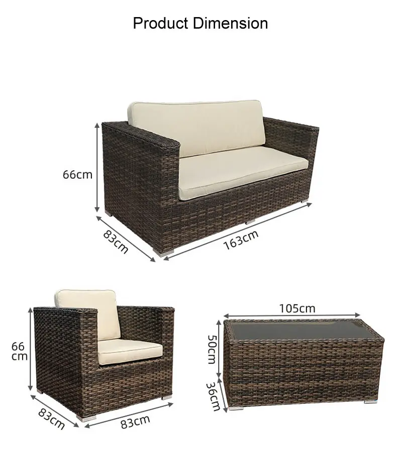 Indoor Use Modern Wicker Rattan 4 Pieces Patio Furniture Set Garden ...