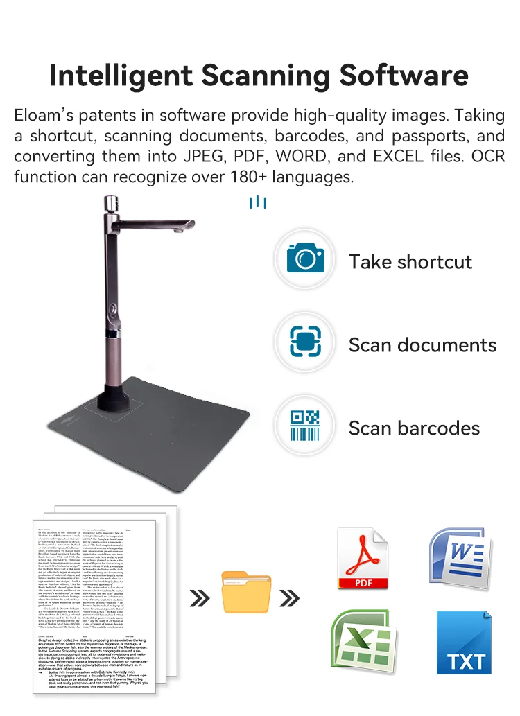 Eloam S520R A4 Dual Lens 5MP Face Scan Document Scanner Gray USB 2.0 ...