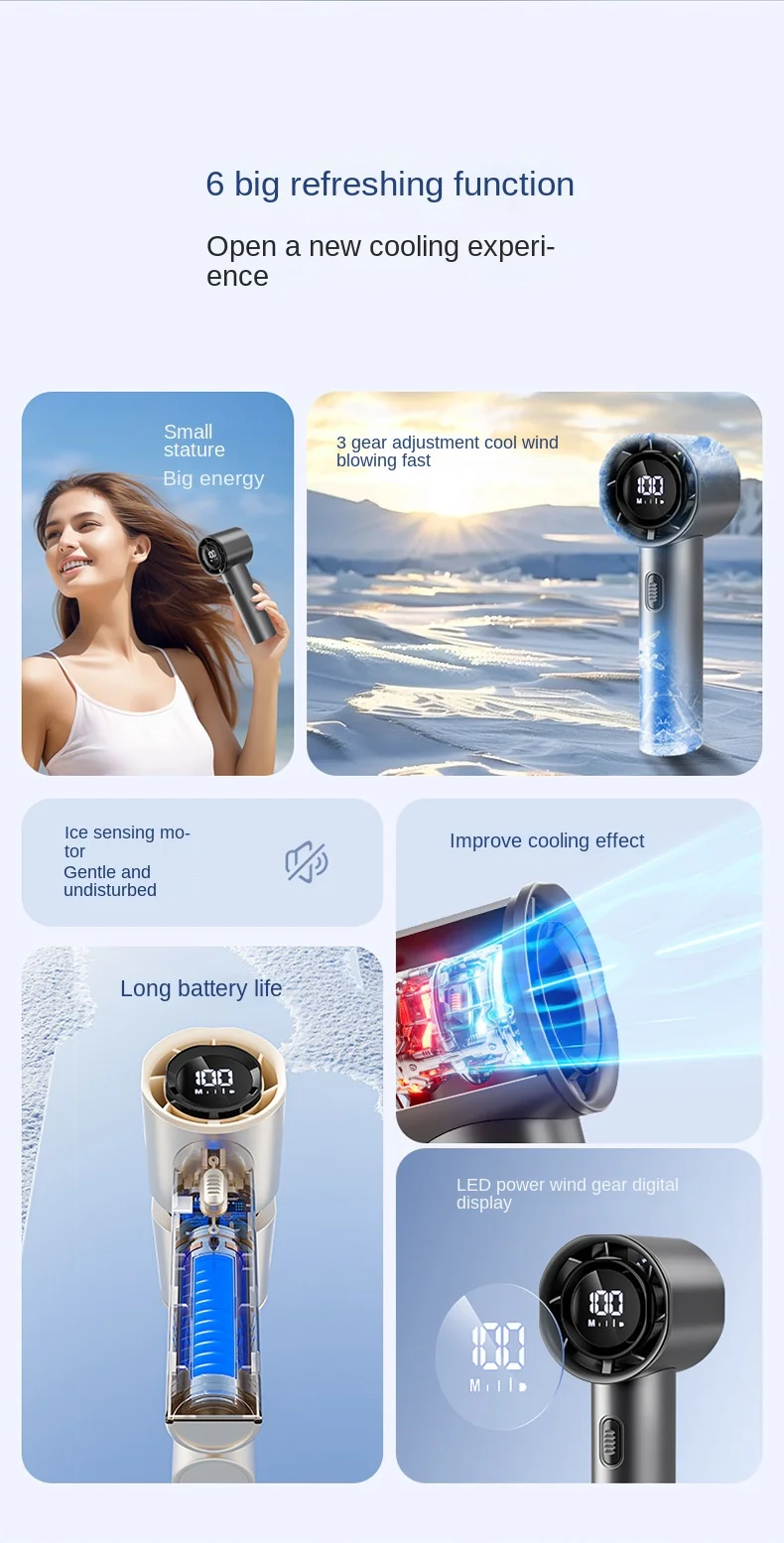Rechargeable Digital Display Turbo Fan - Portable & Wearable