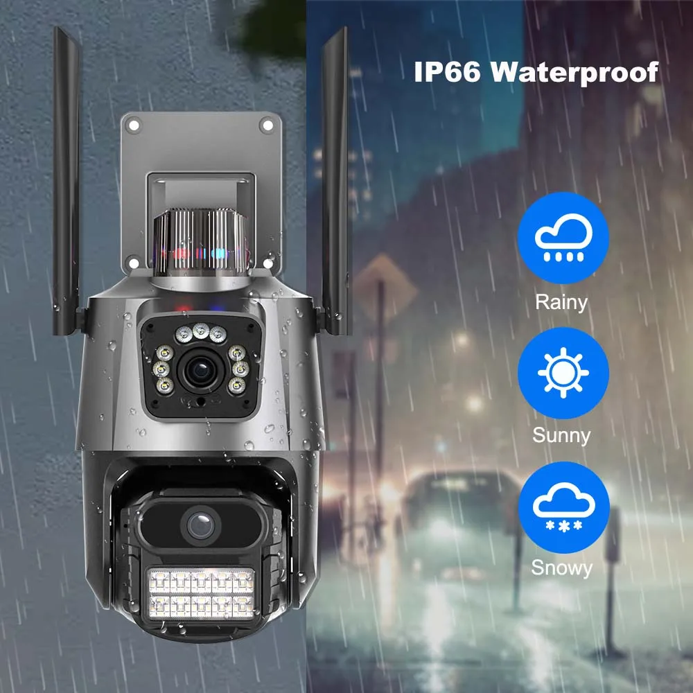 9MP 4K Three Lens Dual Screen IP CCTV Camera - Outdoor Security