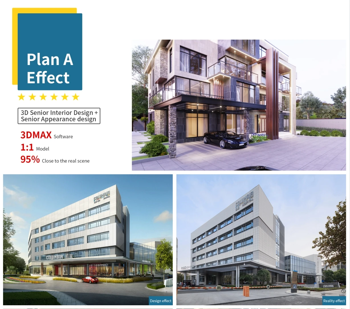 George group House 3D Rendering Interior Design Luxury Villa Modern ...