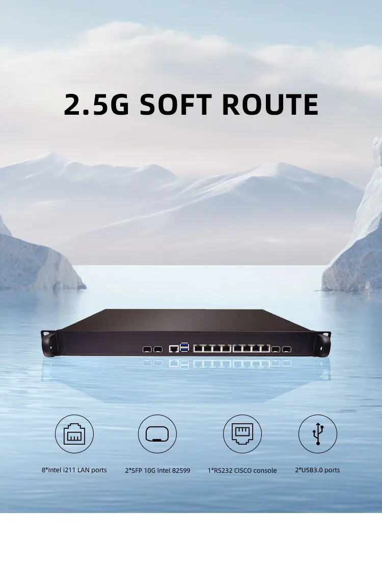 1u Rack Network Server 8lan Ports 2*sfp 10gb Core I3 Processor 4gb Ddr3 ...